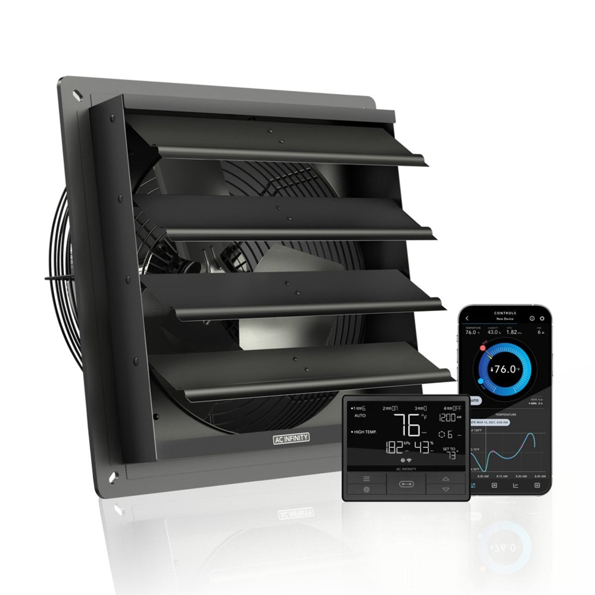 AC Infinity AIRLIFT T12 Exhaust Fan 12" with Temperature Humidity Cont